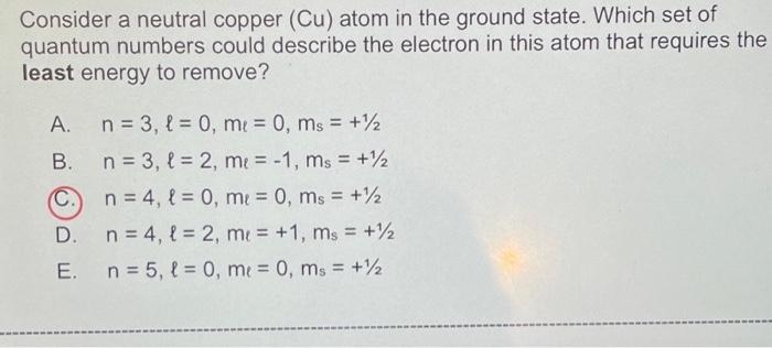 Solved Consider a neutral copper (Cu) atom in the ground | Chegg.com