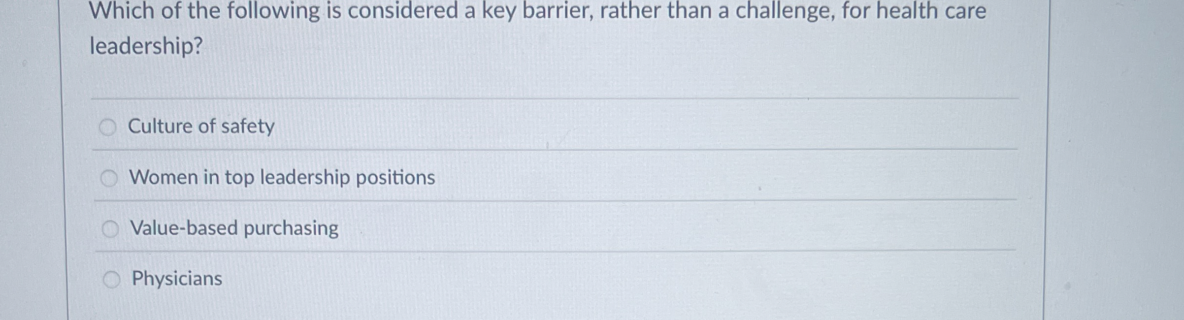 Solved Which of the following is considered a key barrier, | Chegg.com