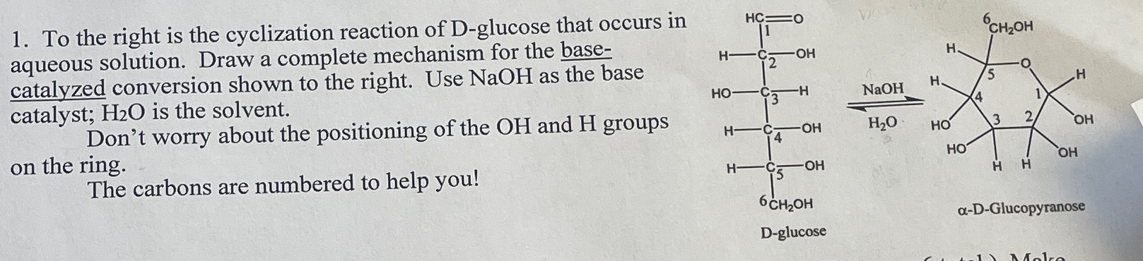 Solved To the right is the cyclization reaction of D-glucose | Chegg.com