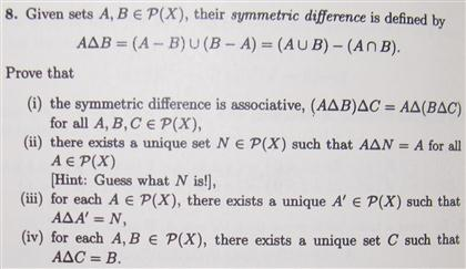 Solved Given sets A,B epsilon P(X), their symmetric | Chegg.com