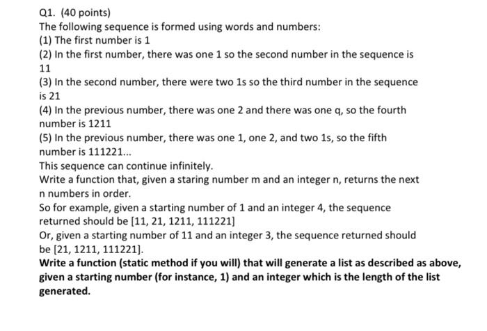 Solved Q1. (40 points) The following sequence is formed | Chegg.com