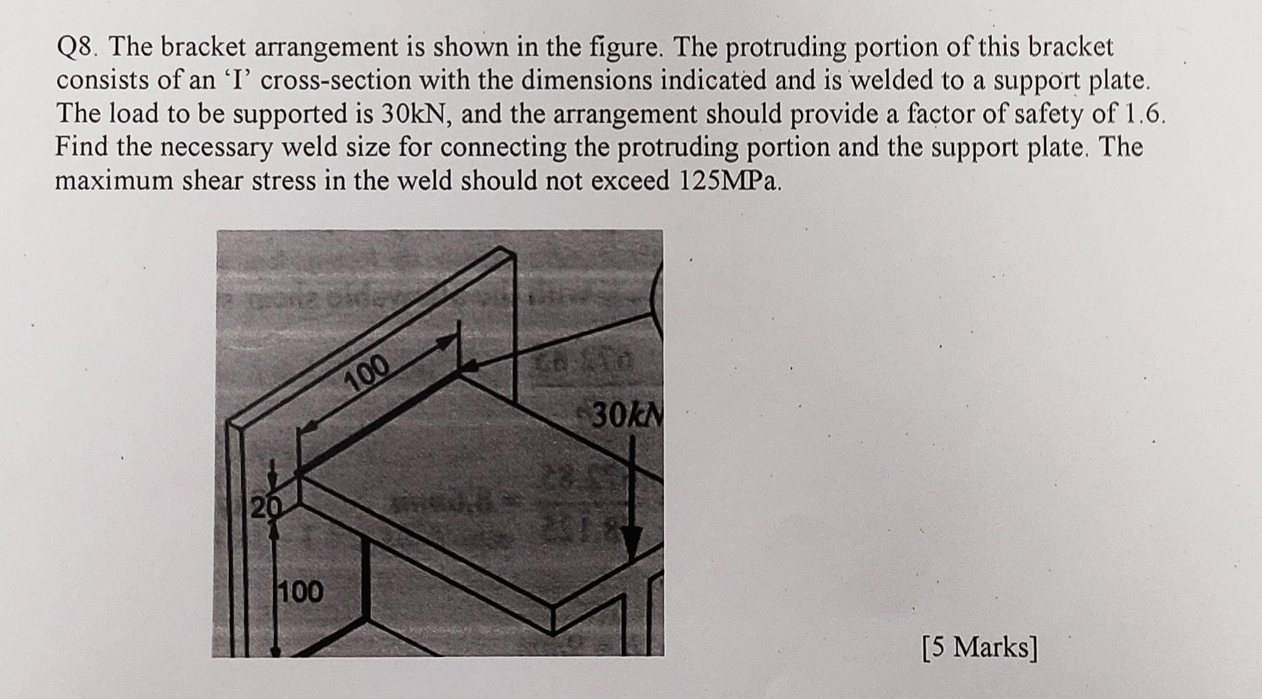 Solved Q8. The bracket arrangement is shown in the figure. | Chegg.com
