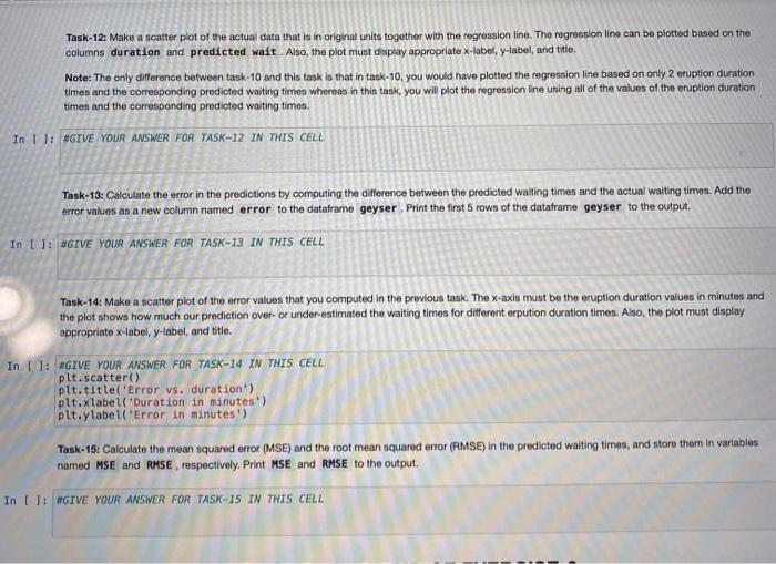 Solved 2) Linear Regression Exercise-3: Old Faithful is a | Chegg.com