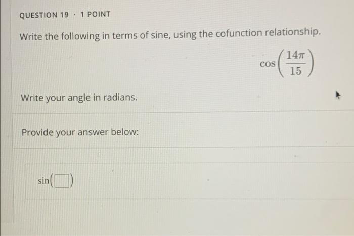 Solved QUESTION 19 1 POINT Write the following in terms of | Chegg.com