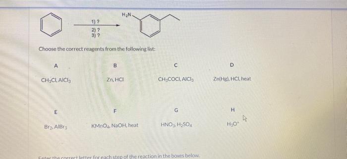 Solved 1) ? 2)? 3) 3) ? Choose the correct reagents from the | Chegg.com