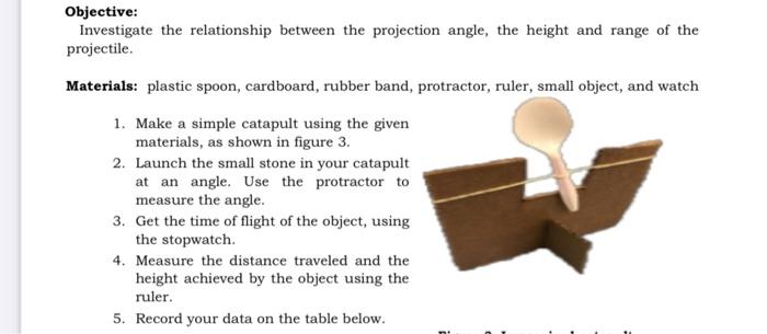 Solved Figure 3: Improvised catapult Angle of projection | Chegg.com