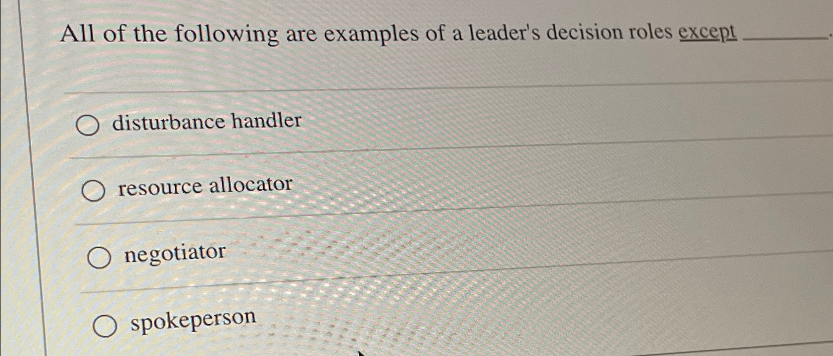 Solved All of the following are examples of a leader's | Chegg.com