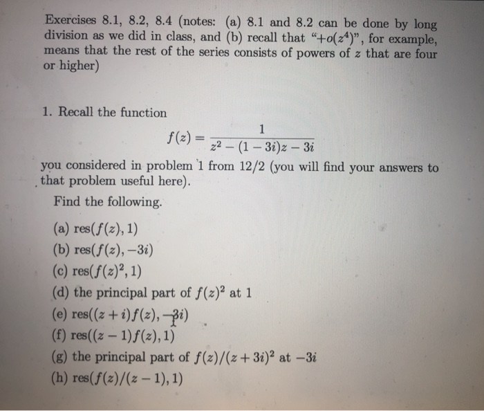 Solved Exercises 8.1, 8.2, 8.4 (notes: (a) 8.1 and 8.2 can | Chegg.com