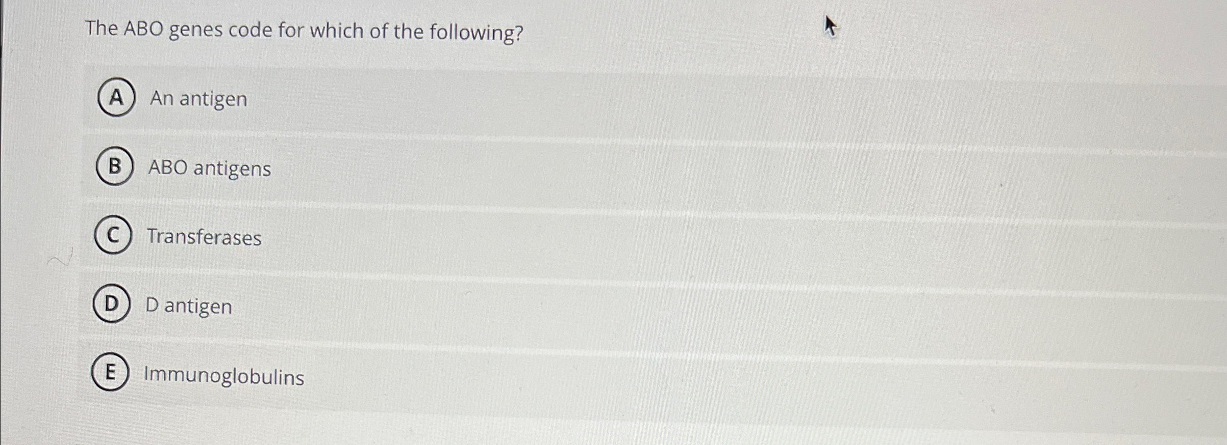 Solved The ABO genes code for which of the following?An | Chegg.com
