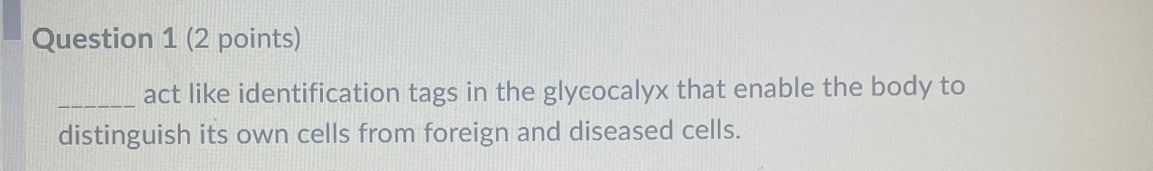 Solved Question 1 (2 ﻿points) ﻿act like identification tags | Chegg.com