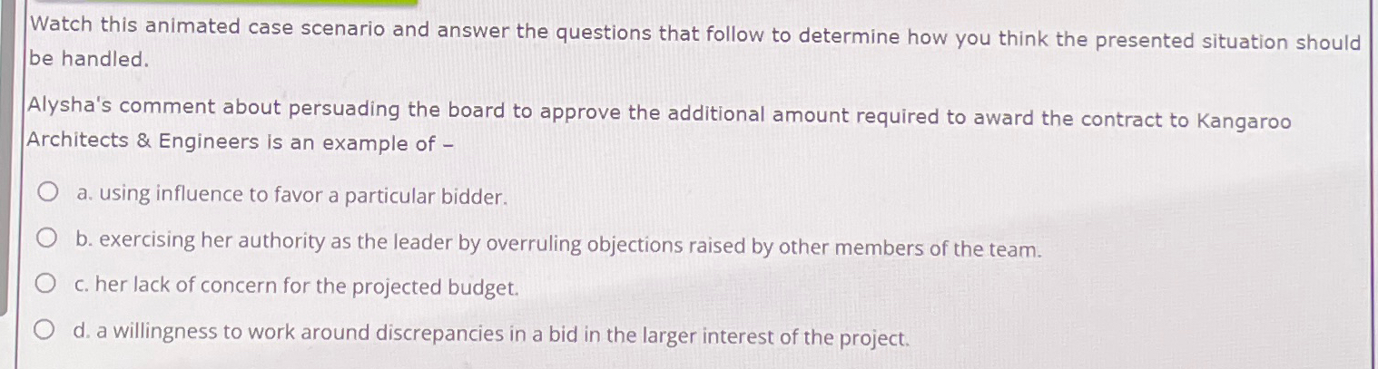 Solved Watch this animated case scenario and answer the | Chegg.com
