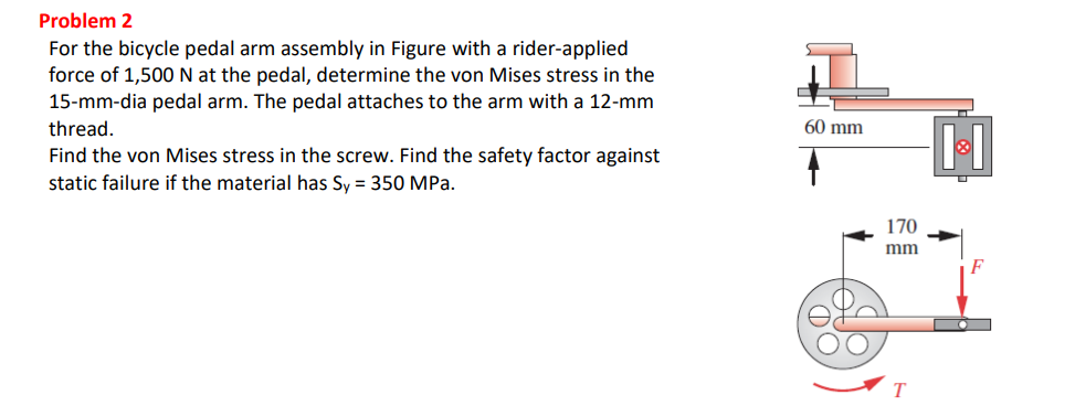 Solved Problem 2For the bicycle pedal arm assembly in | Chegg.com