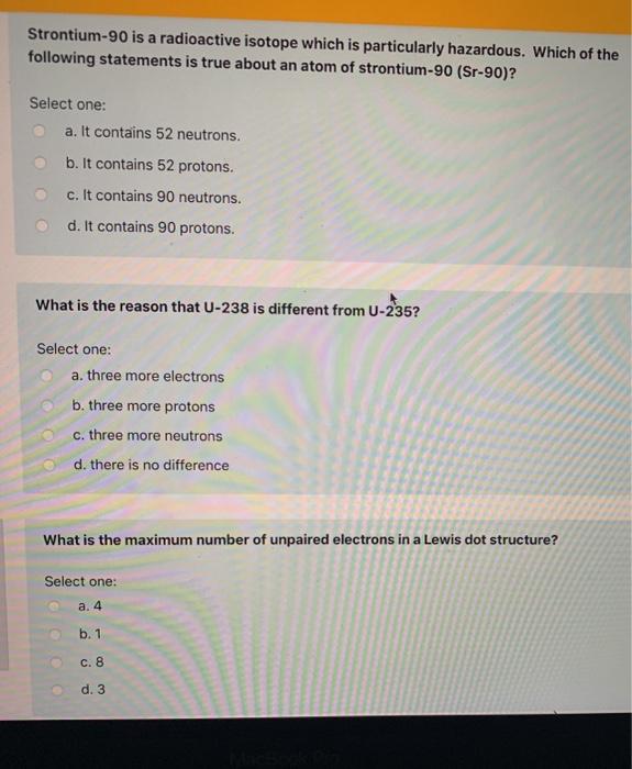 Solved Strontium-90 is a radioactive isotope which is | Chegg.com