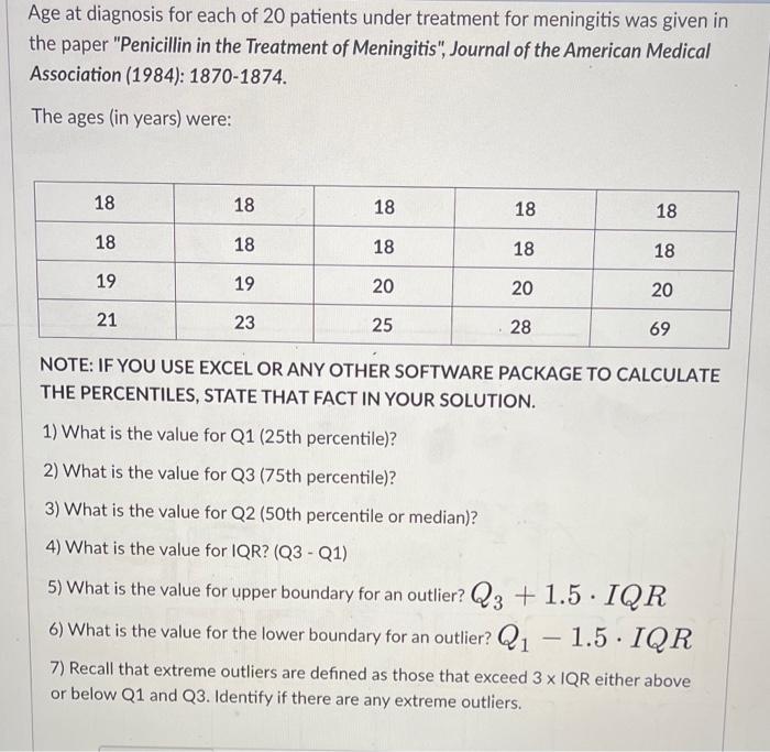 Solved 1) What is the value for Q1 (25th percentile) ? 2) | Chegg.com