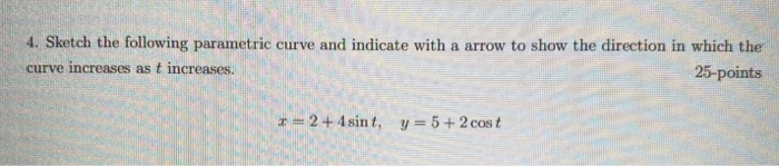 Solved 4. Sketch the following parametric curve and indicate | Chegg.com