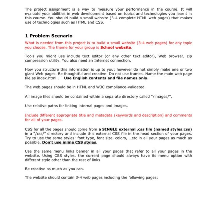 Solved The project assignment is a way to measure your | Chegg.com