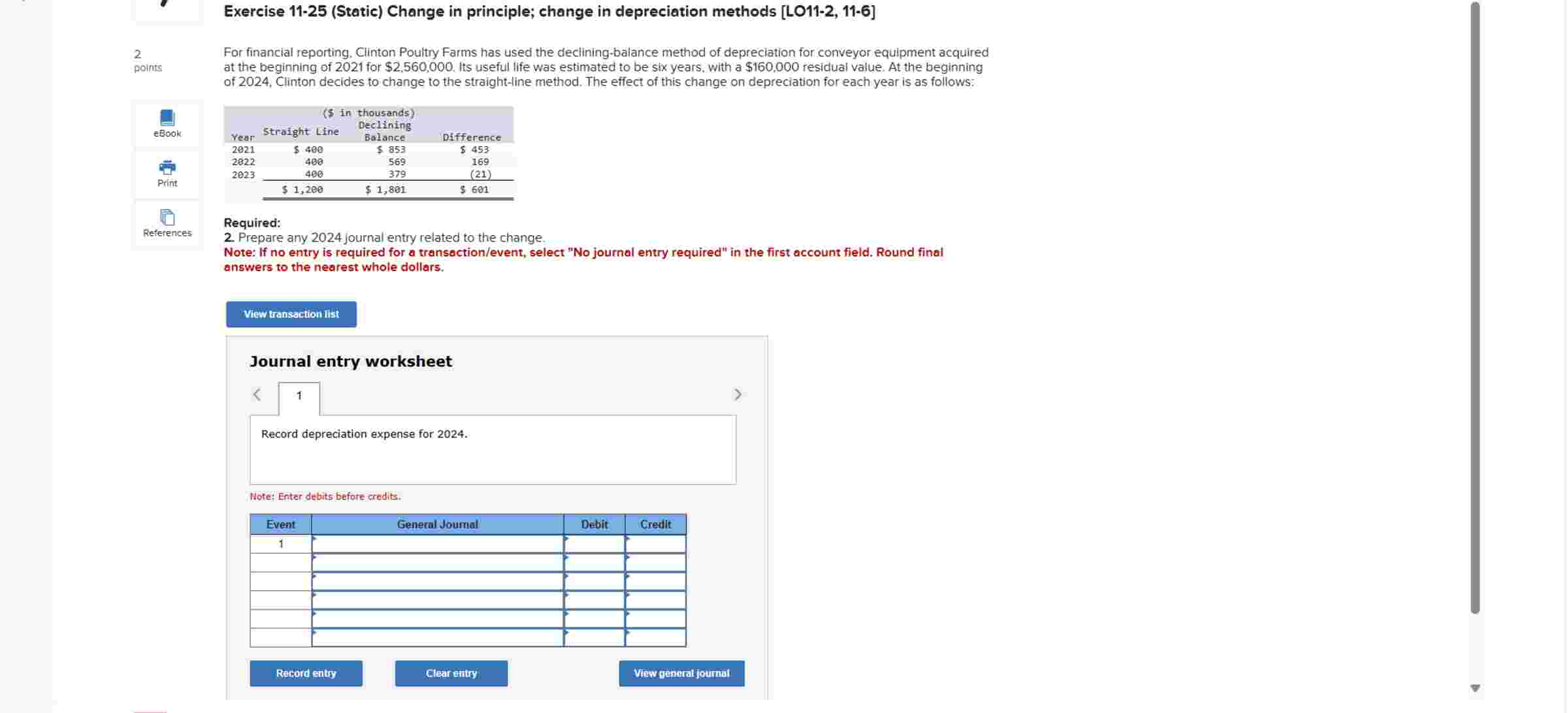 Solved Exercise 11-25 (Static) ﻿Change in principle; change | Chegg.com