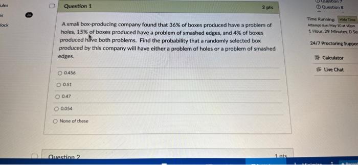 Solved ules es lock 26 D Question 1 A small box-producing | Chegg.com