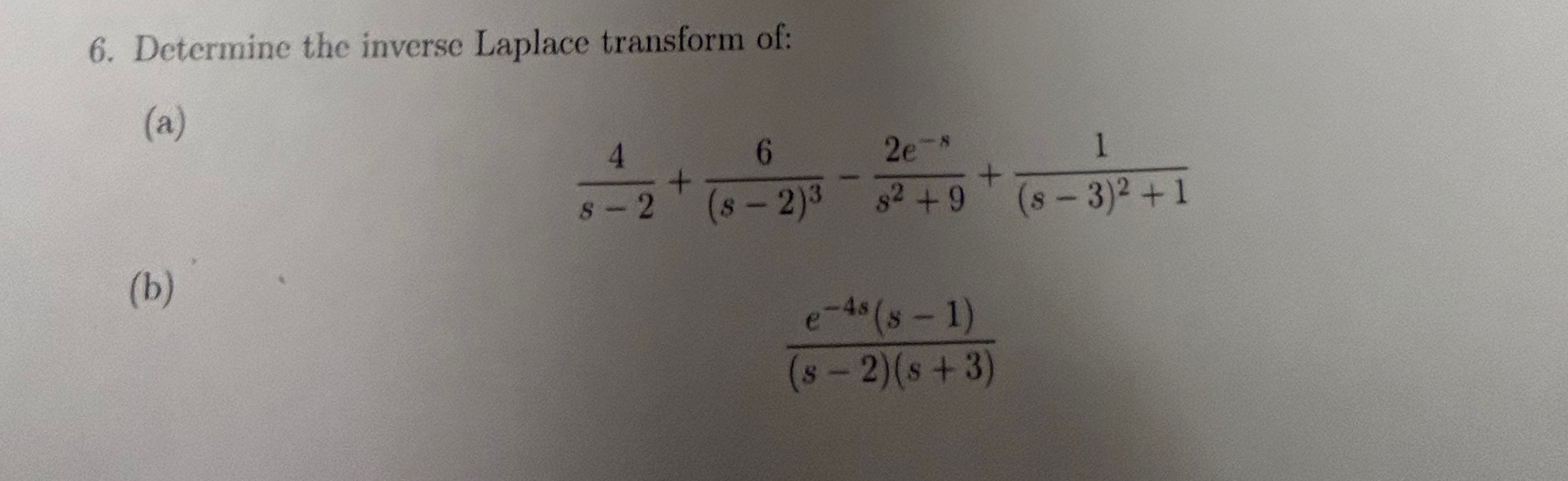 Determine the inverse Laplace transform | Chegg.com