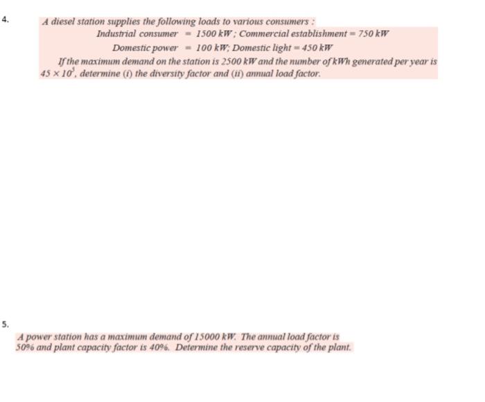 Solved The maximum demand on a power station as 100 MW the | Chegg.com