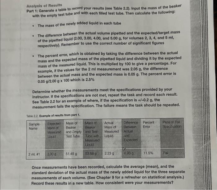 Solved Analysis of Results Part 1: Generate a table to | Chegg.com