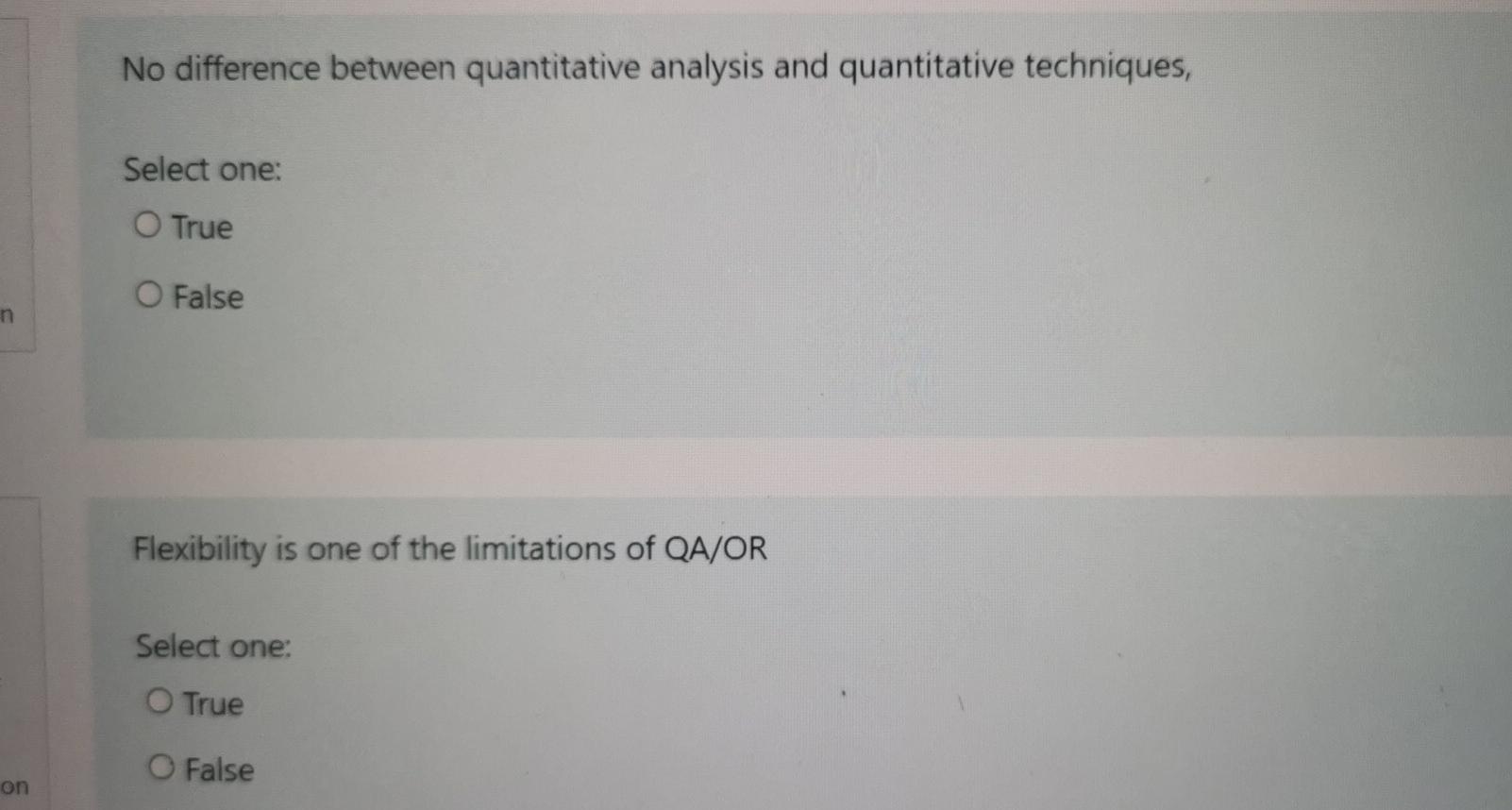 Solved No difference between quantitative analysis and | Chegg.com
