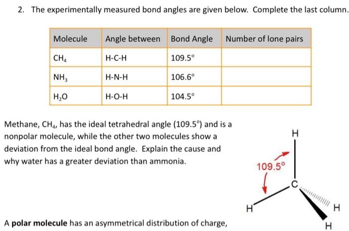 Solved 2. The experimentally measured bond angles are given | Chegg.com