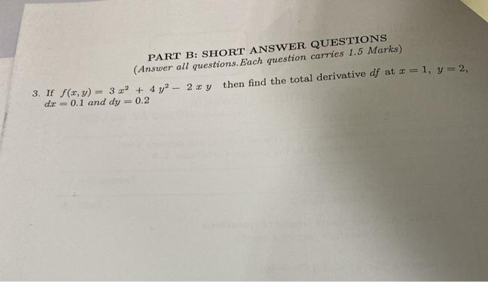 Solved PART B: SHORT ANSWER QUESTIONS (Answer all questions. | Chegg.com