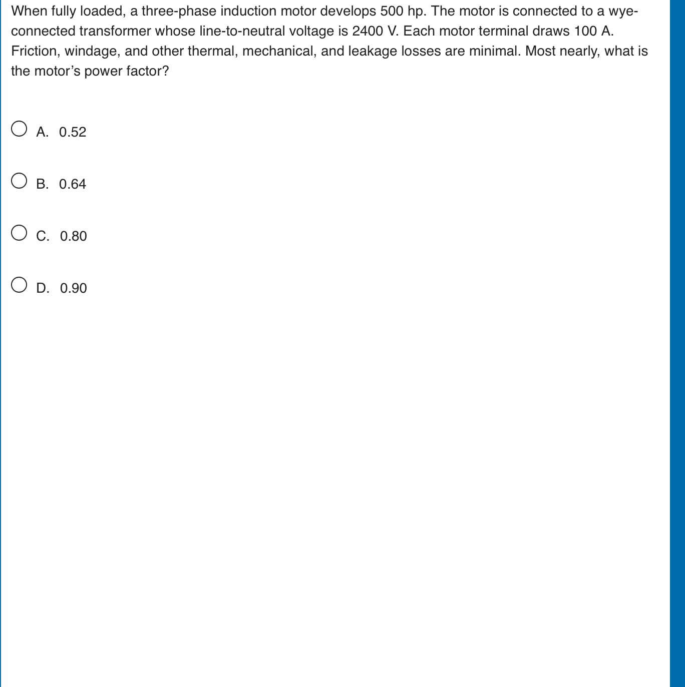 Solved When fully loaded, a three-phase induction motor | Chegg.com