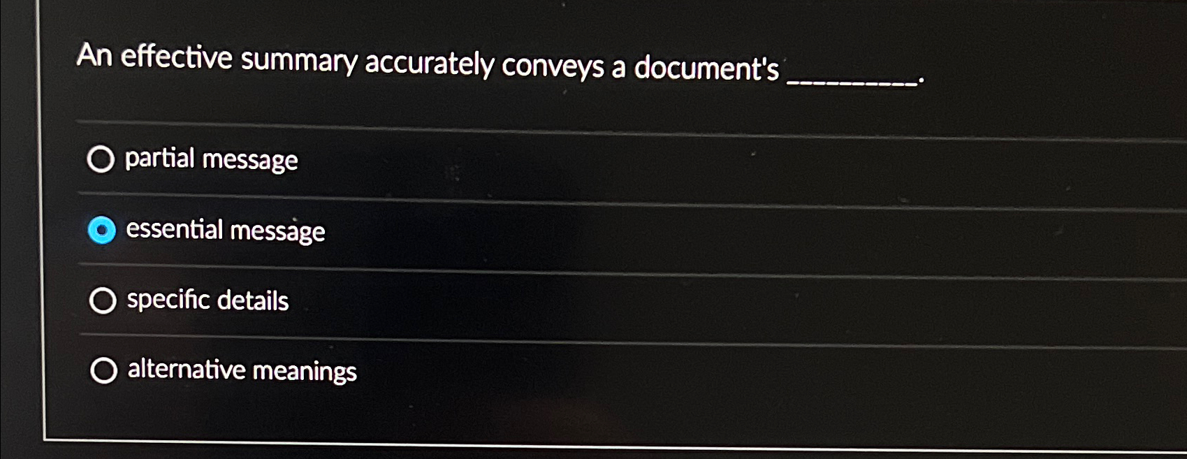 Solved An effective summary accurately conveys a | Chegg.com