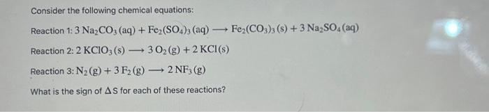 Solved Consider The Following Chemical Equations Reaction