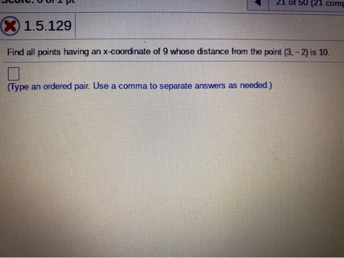 Solved Find all points having an x-coordinate of 9 whose | Chegg.com