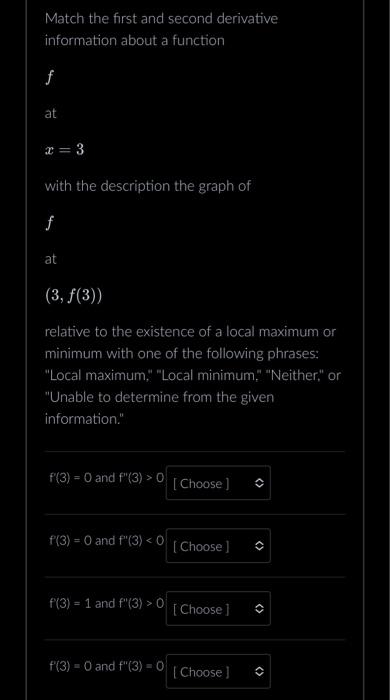 Solved x=3 with the description the graph of f at (3,f(3)) | Chegg.com