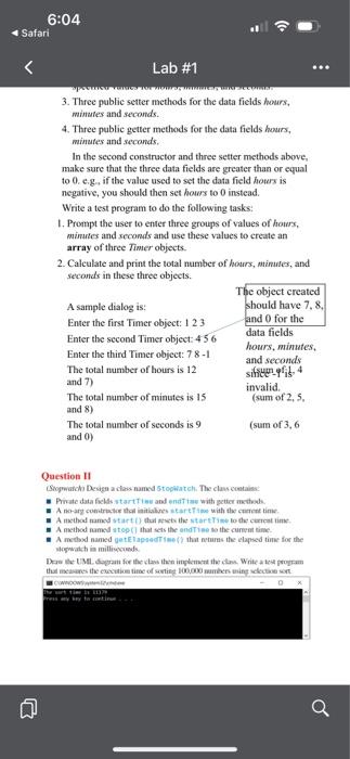 Solved Review Lab - Class and Object Question I Design a | Chegg.com