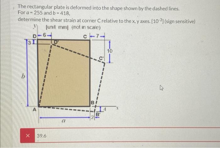 Solved The rectangular plate is deformed into the shape | Chegg.com