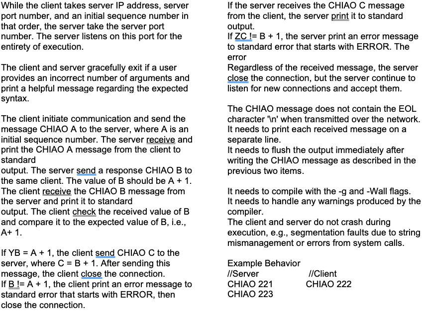Solved While the client takes server IP address, server port | Chegg.com