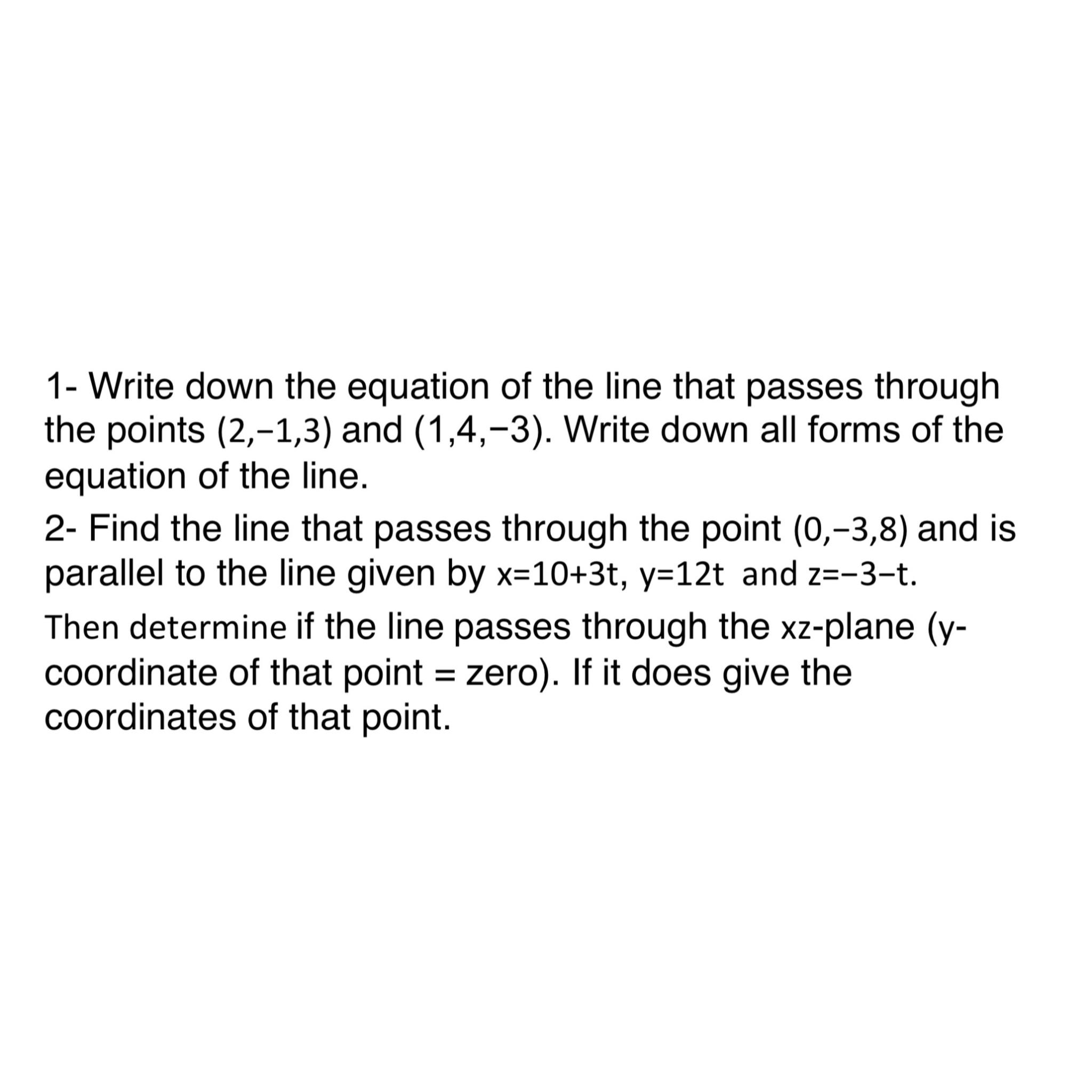 Solved 1- Write down the equation of the line that passes | Chegg.com Solved 1- Write down the equation of the line that passes | Chegg.com