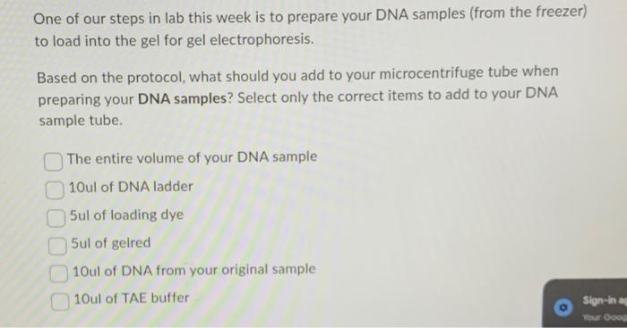 Solved One of our steps in lab this week is to prepare your | Chegg.com