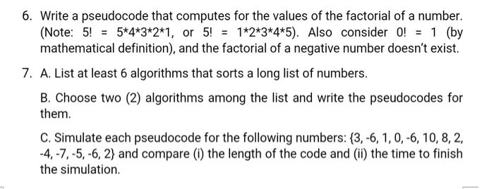 Solved 6. Write a pseudocode that computes for the values of | Chegg.com