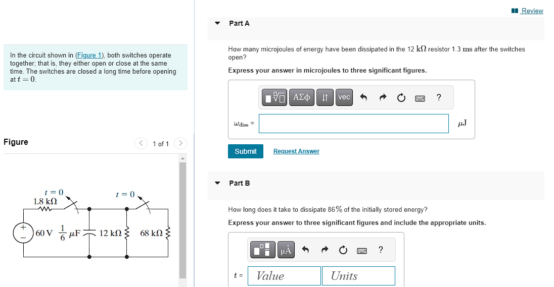 Solved Part AIn the circuit shown in (Figure 1), ﻿both | Chegg.com