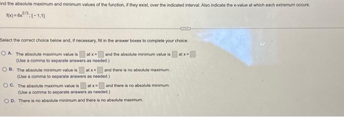 Solved Ind The Absolute Maximum And Minimum Values Of The