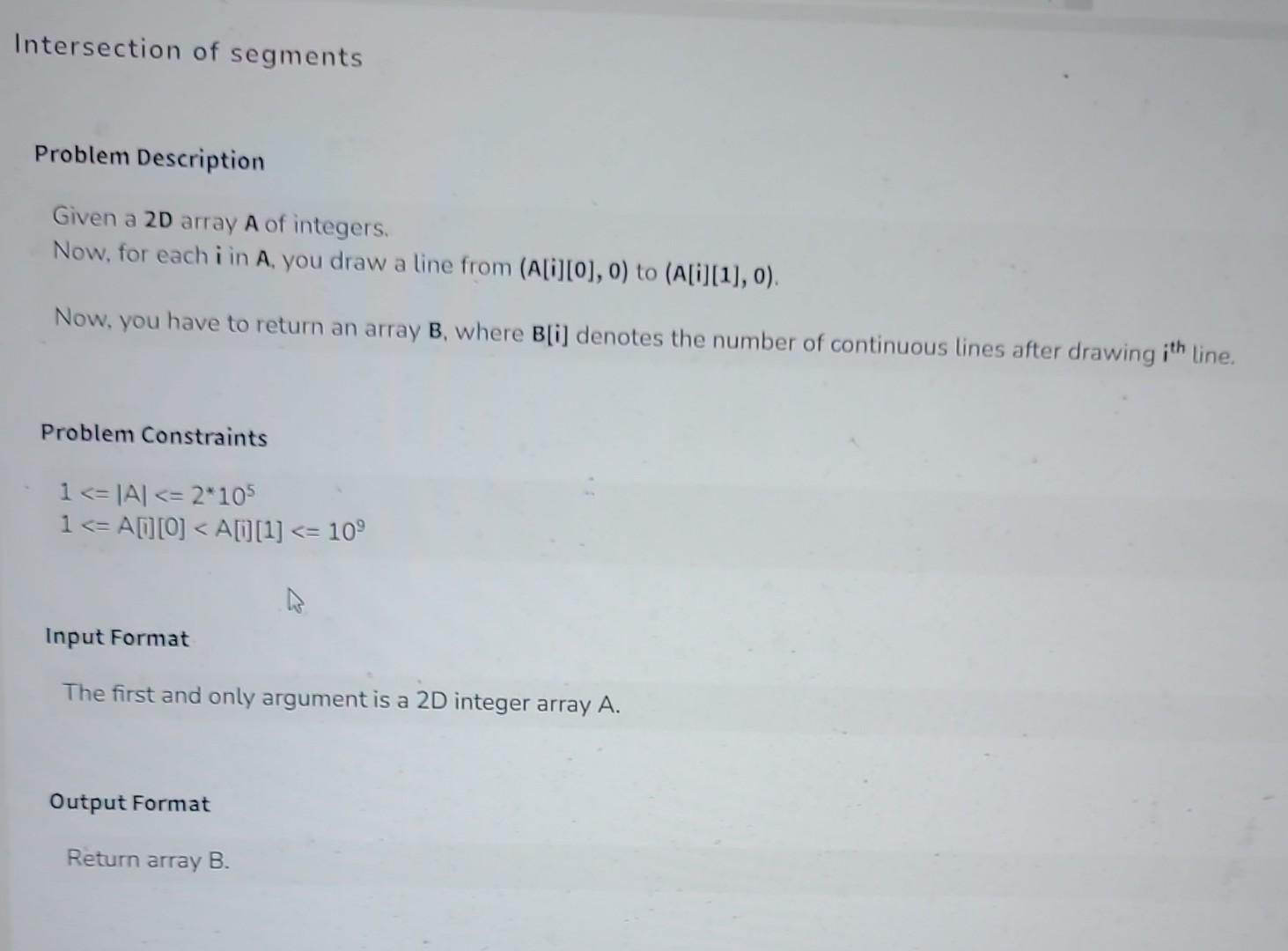 Solved Intersection of segments Problem Description Given a | Chegg.com