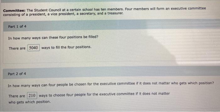 Solved Committee: The Student Council at a certain school | Chegg.com