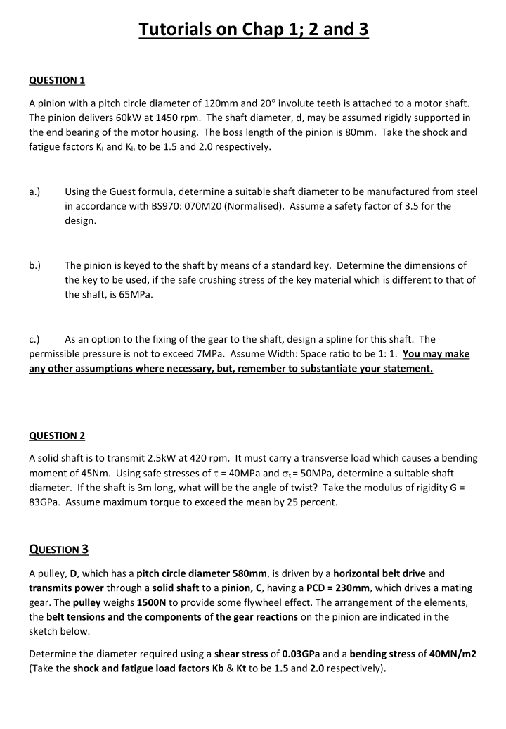 Solved Tutorials on Chap 1;2 ﻿and 3QUESTION 1A pinion with a | Chegg.com