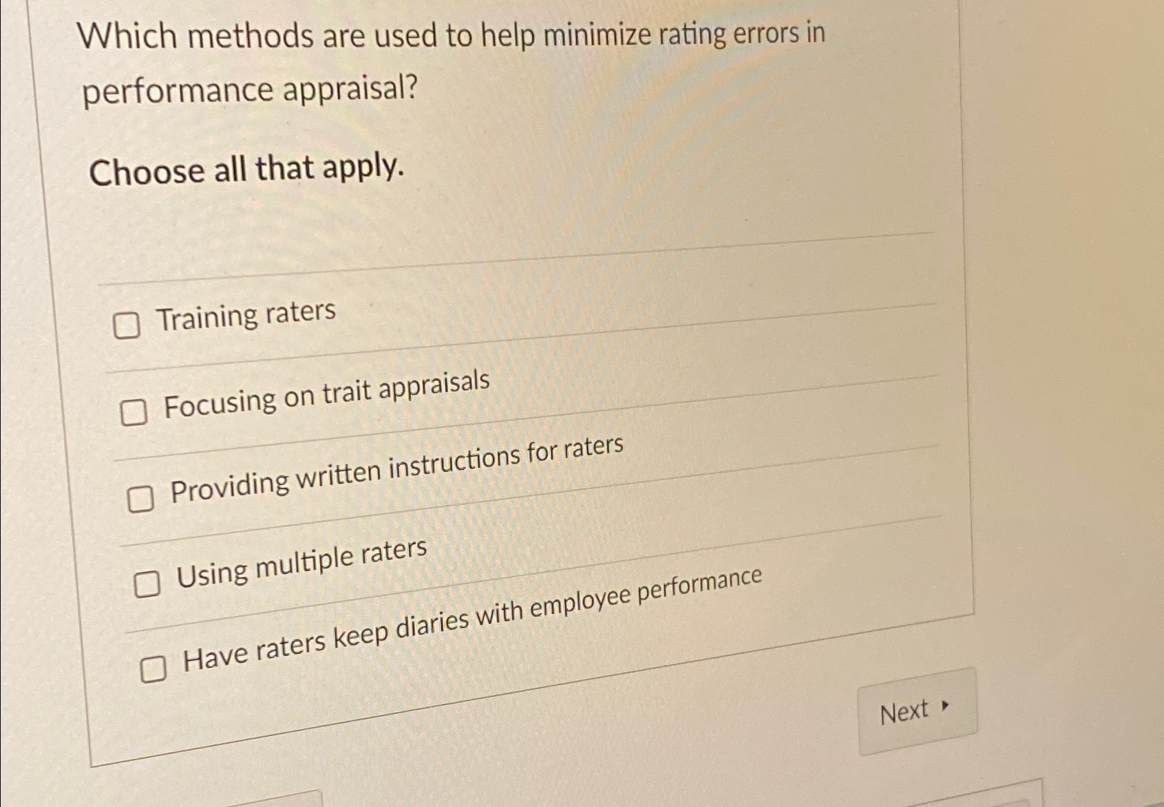 Solved Which methods are used to help minimize rating errors | Chegg.com