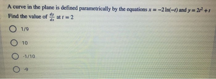 Solved A curve in the plane is defined parametrically by the | Chegg.com