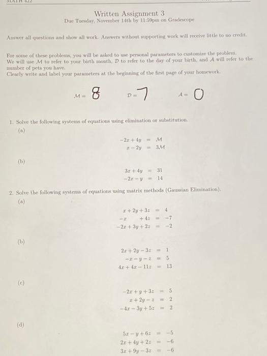 Solved 12 Written Assignment 3 Due Tuesday, November 14th by | Chegg.com
