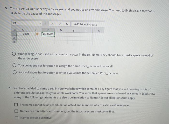 Solved You are sent a worksheet by a colleague, and you | Chegg.com