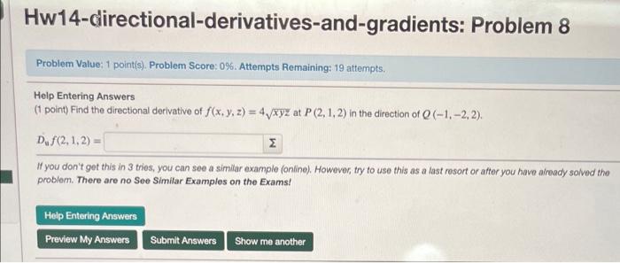 Solved Hw14-directional-derivatives-and-gradients: Problem 8 | Chegg.com
