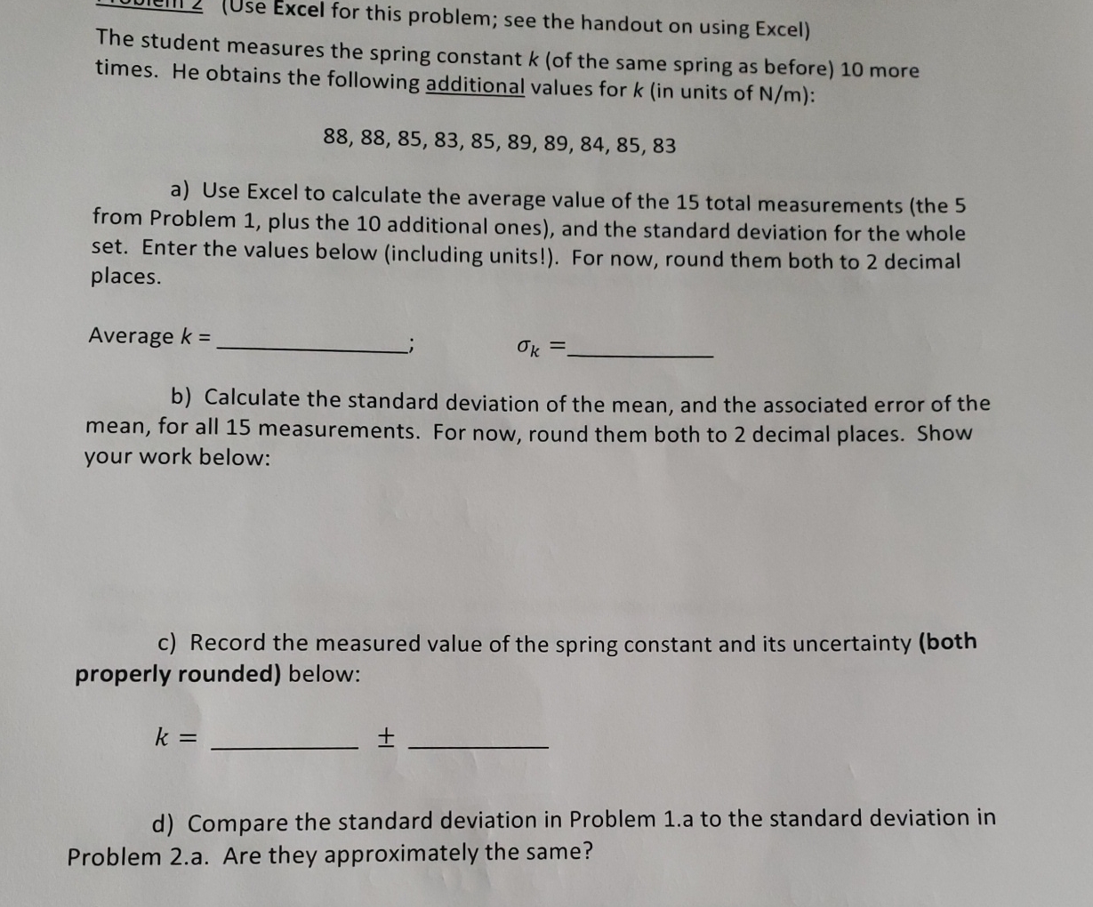 (Use Excel for this problem; see the handout on using | Chegg.com